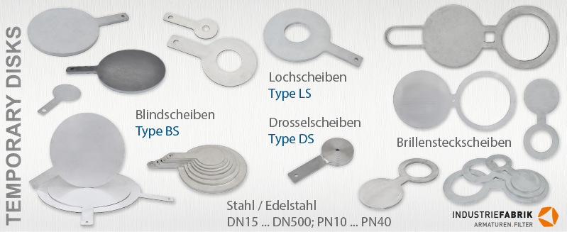 Steckscheiben, Blindscheiben, Drossel-Brillensteckscheiben ...
